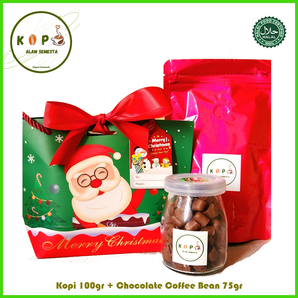 Jual HAMPERS NATAL Kopi Bubuk 100gr + Chocolate Coffee Bean 100gr ...