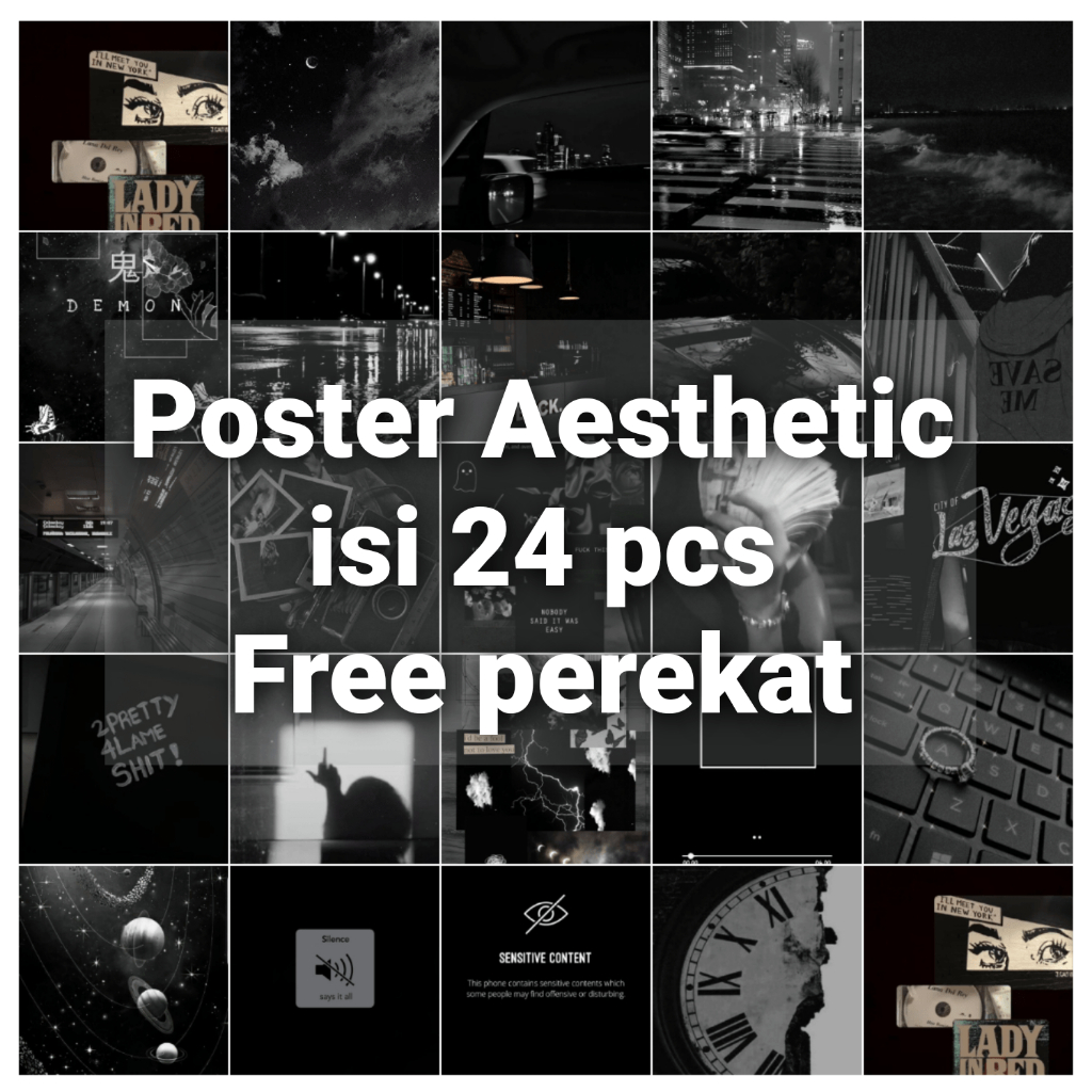 Jual Poster Aesthetic Kekinian isi 24 pcs banyak Size A6 Sudah Free ...