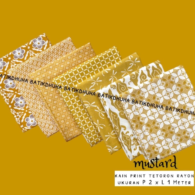 Jual Kain Batik Print Tetoron rayon warna kuning mustard | Shopee Indonesia