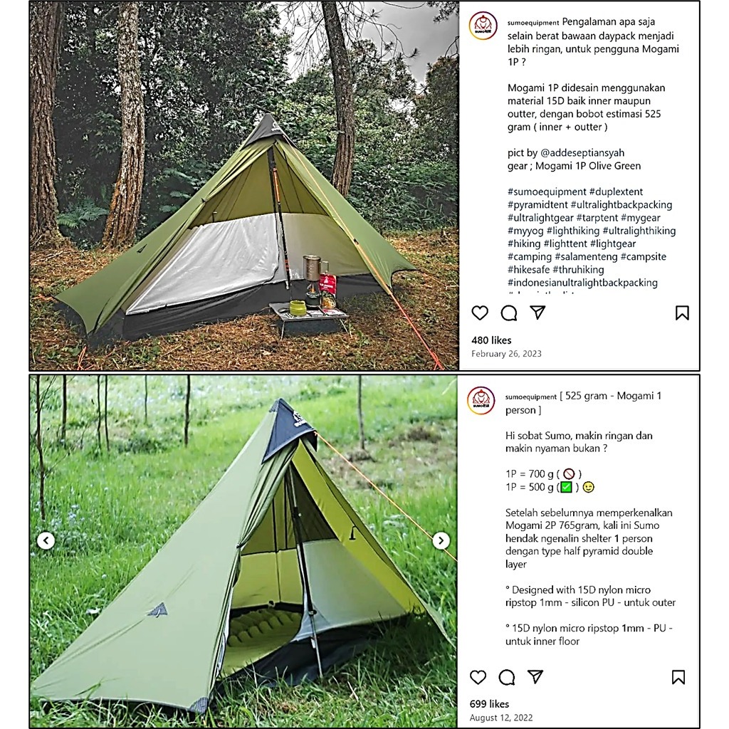 Jual Ultralight Tent camping shelter - Sumo Mogami 1 Person | Shopee ...