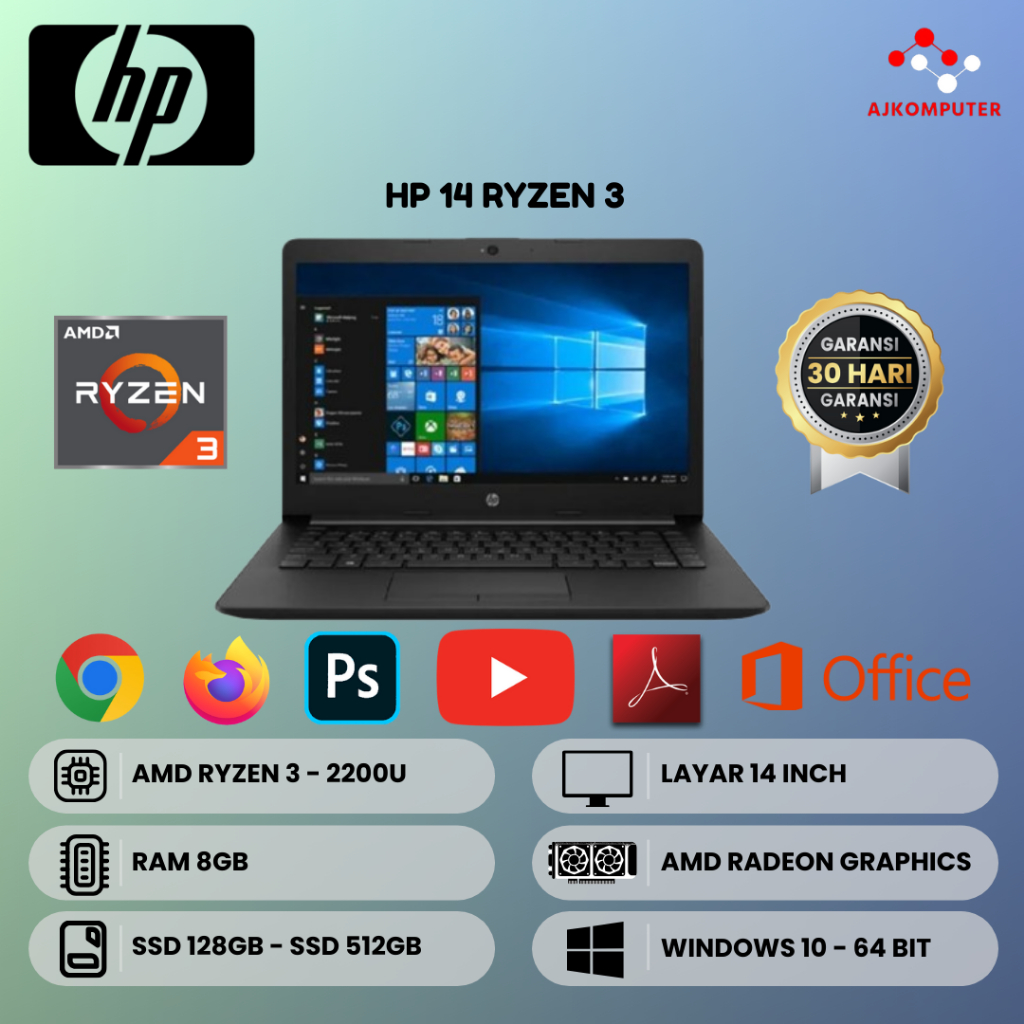 Jual HP 14 AMD RYZEN 3 SECOND ORIGINAL BERGARANSI | Shopee Indonesia