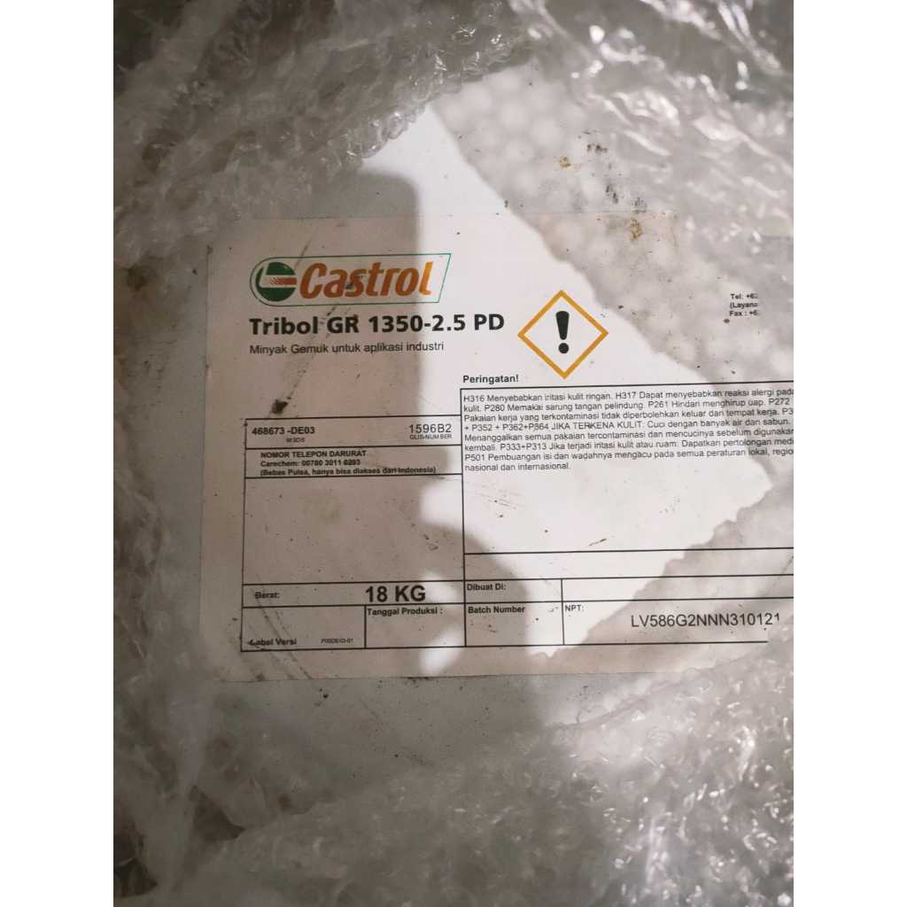 Jual CASTROL TRIBOL GR 1350-2.5 PD HIGH PERFORMANCE BEARING GREASE 18KG ...