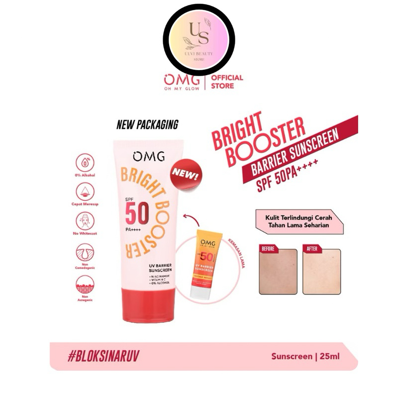 Jual OMG - Bright Booster UV Barrier Sunscreen SPF 50 PA++++ 25ml | Shopee Indonesia