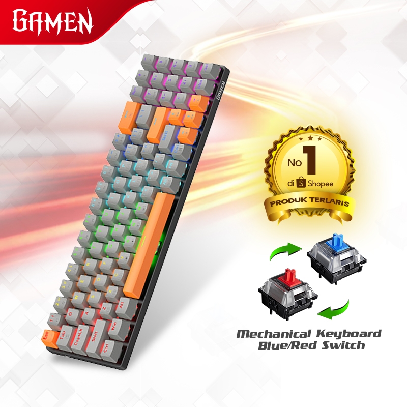 Jual GAMEN Titan Elite Light Gray Blue Switch Keyboard Gaming ...
