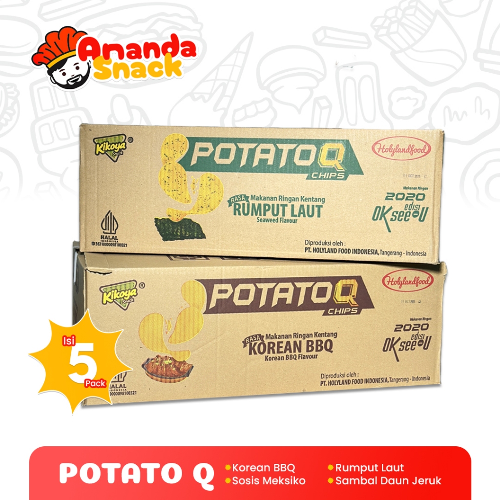 Jual 1 DUS Potato Q Chips Keripik Kentang isi 5 Pack (1Pack Isi10 Pcs) | Shopee Indonesia