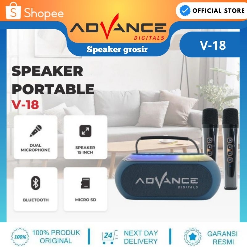 Jual Speaker Advance V18 Speaker lampu Karaoke Plus 2 Mic Wirelless Bluetooth | Shopee Indonesia