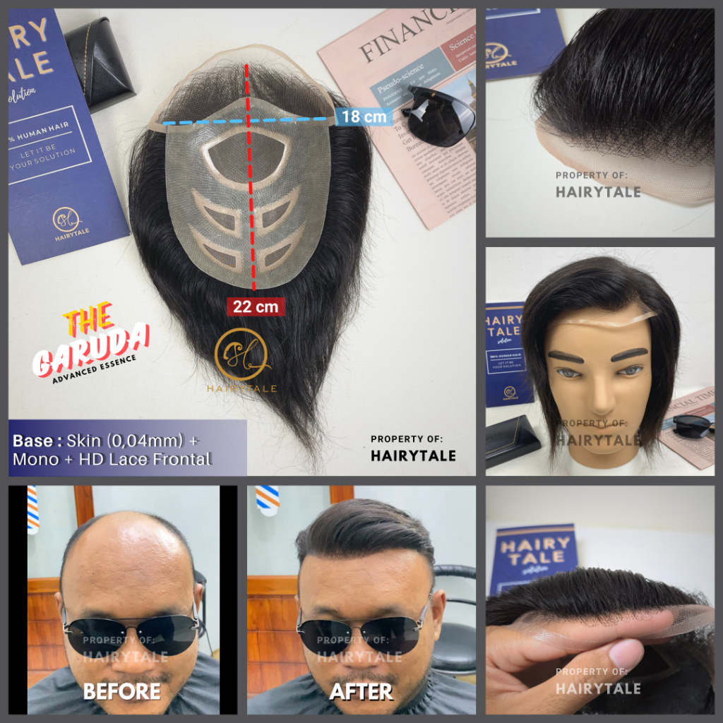 Jual Toupee / tutup botak pria, Thin skin + Mono + Front lace, custom ...