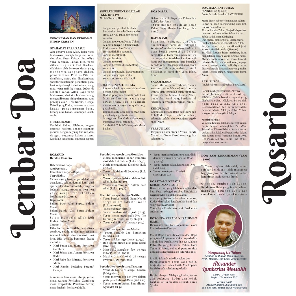 Jual Lembar Doa Rosario / Novena Salam Tiga Maria Custom Foto & Tulisan ...
