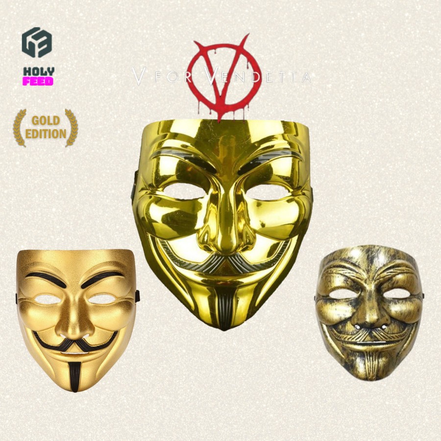 Jual Gold Edition - Topeng Hacker Topeng Vendetta Topeng ANONYMOUS ...