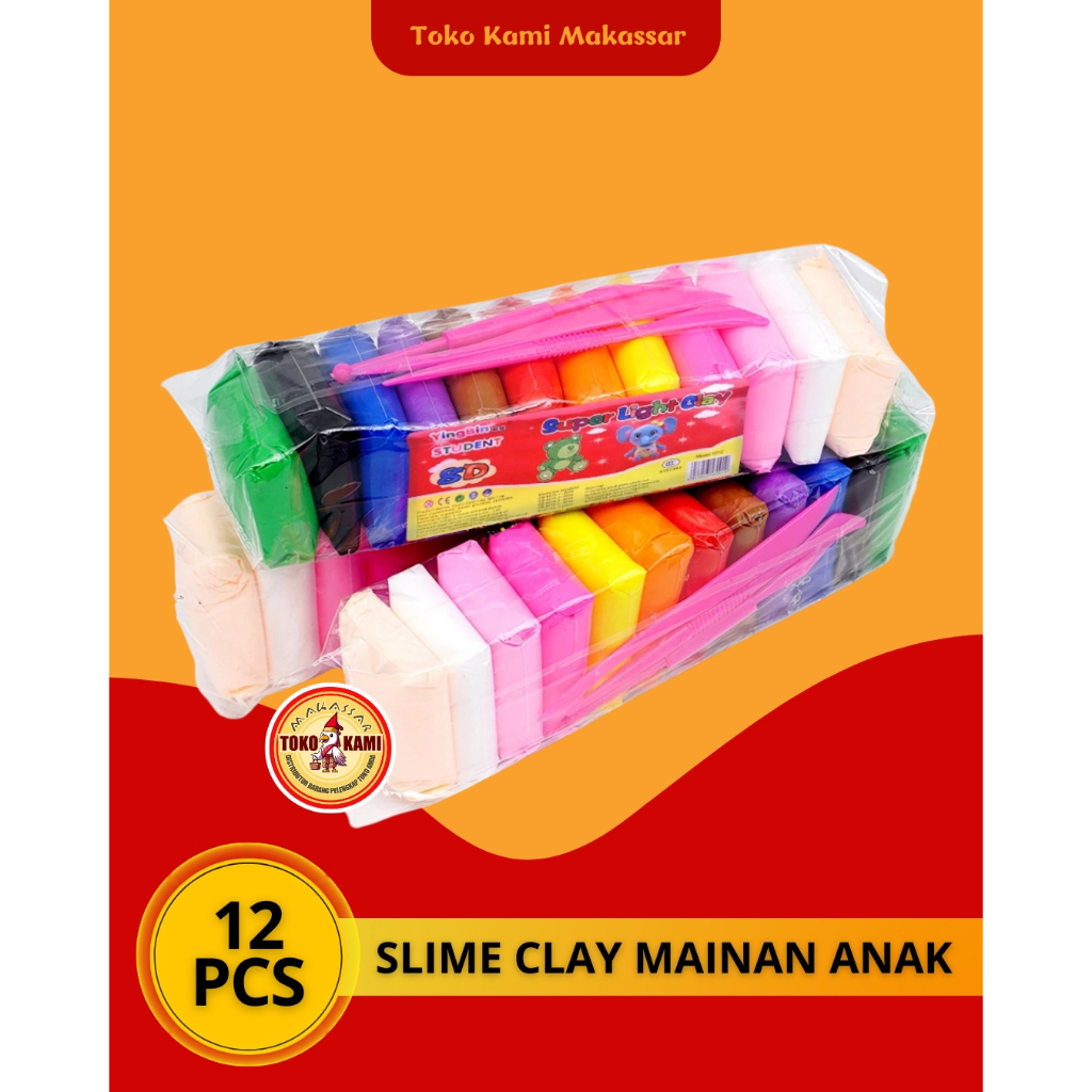 Jual Slime Mainan Anak Clay Polymer isi 12 PCS Clime Set Soft Clay ...
