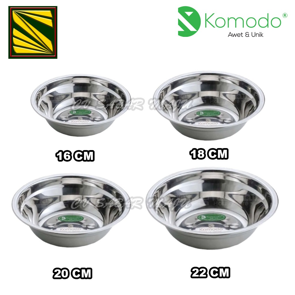 Jual Komodo Mangkok Stainless Steel, Mangkok Serbaguna Ukuran 16 CM, 18 CM, 20 CM, 22 CM ...