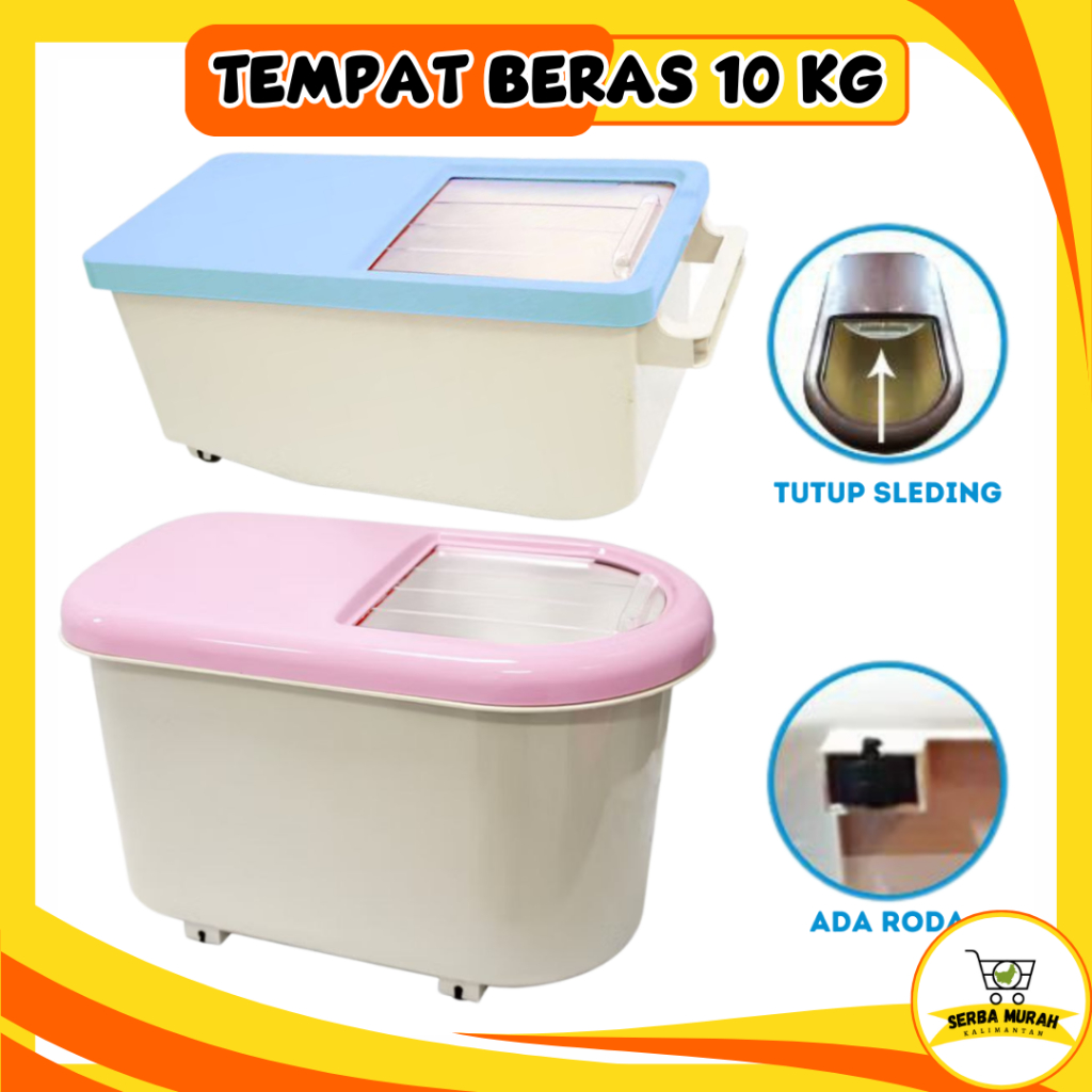 Jual TEMPAT BERAS 10 KG | RICE BAREL SQUARE | KOTAK BERAS PLASTIK ...