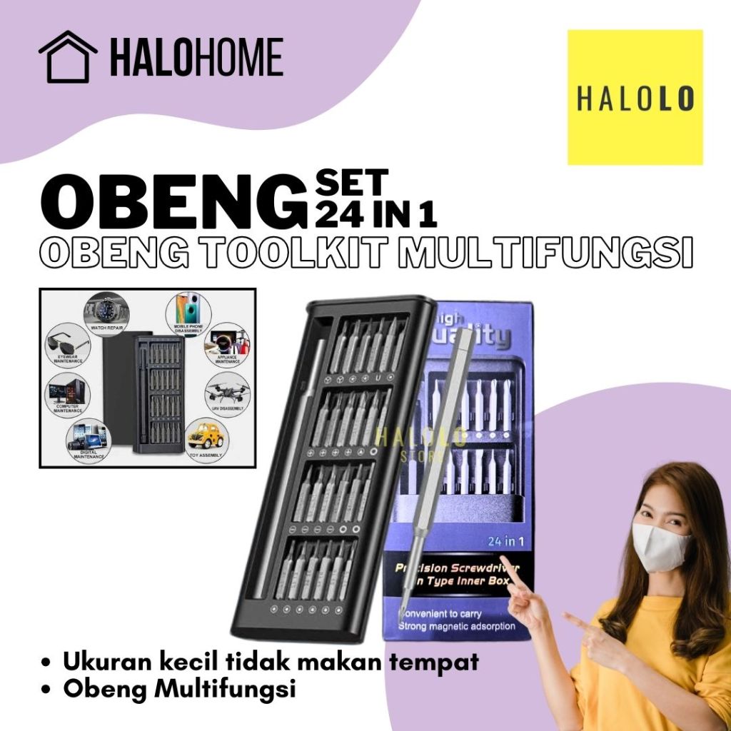 Jual Obeng Set 24 in1 Obeng Set Magnetic Reparasi Handphone Laptop Jam Obeng Set Toolkit ...