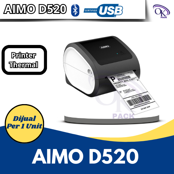 Jual Printer LABEL THERMAL AIMO D520 BLUETOOTH & USB DENGAN DUKUNGAN ...