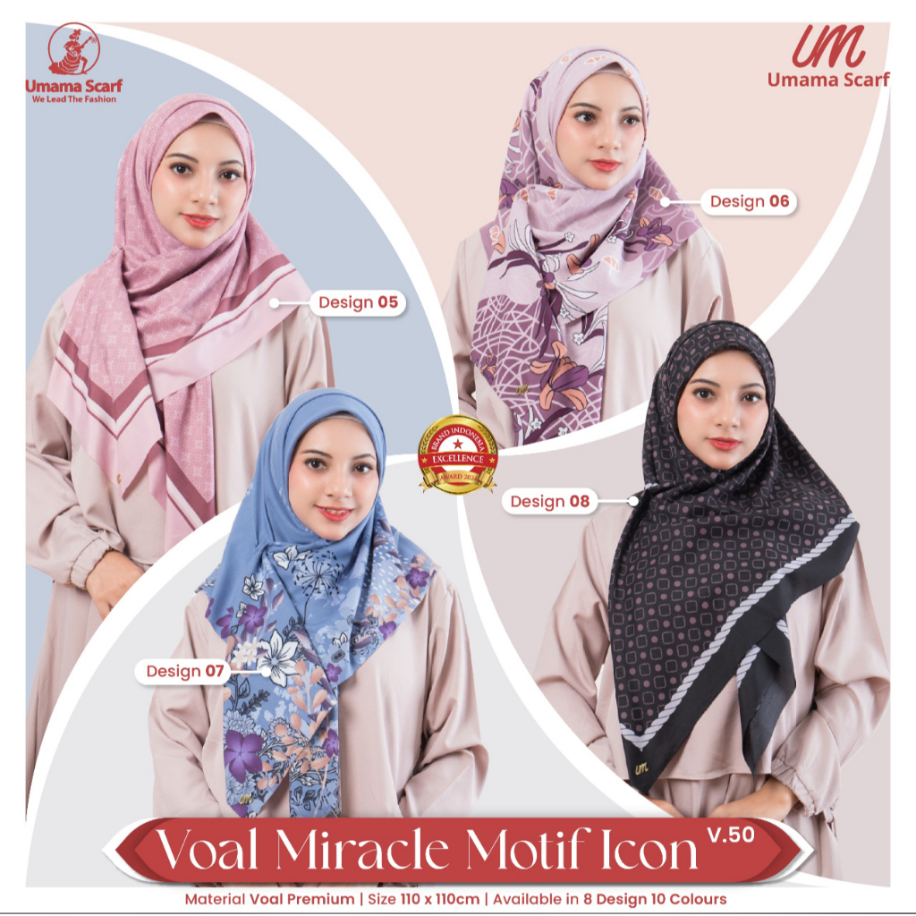Jual Paket Isi 10 Umama Scarf Laser Cut Hijab Segi Empat Voal Miracle Motif Metal Logo | Shopee ...