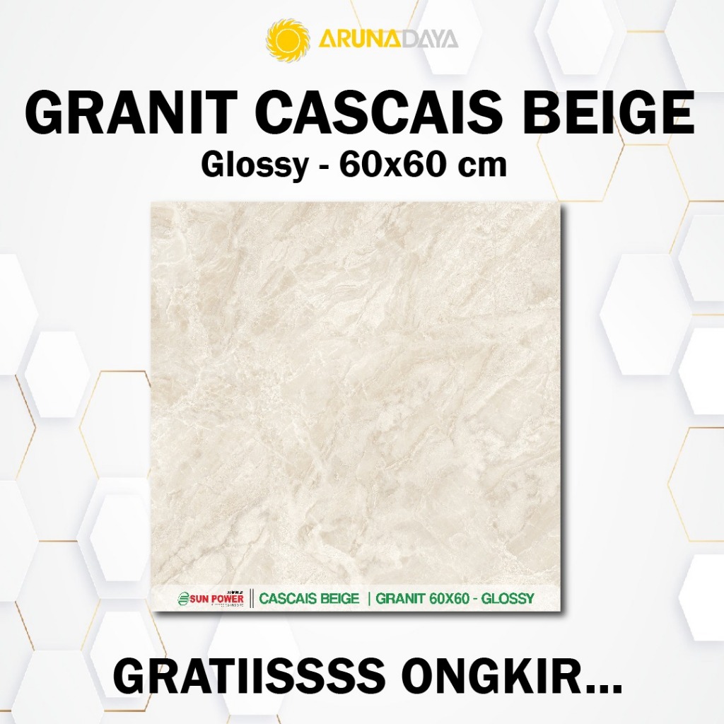 Jual Granit Lantai Sun Power Glossy Polished-Cascais Beige ukuran 60x60 | Shopee Indonesia