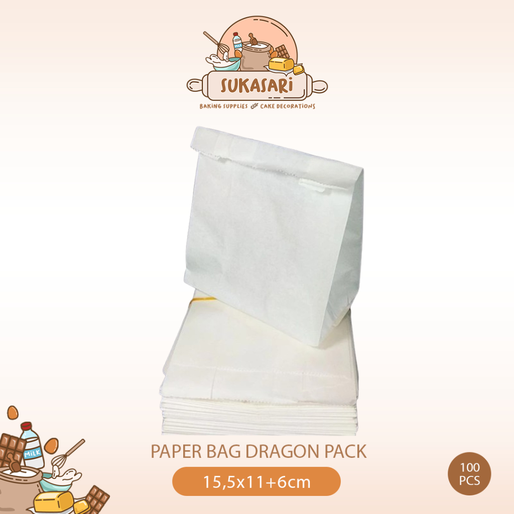 Jual Paper Bag 15,5 x 11 + 6 cm 1 pack 100 pcs/ Dragon Pack Kertas ...