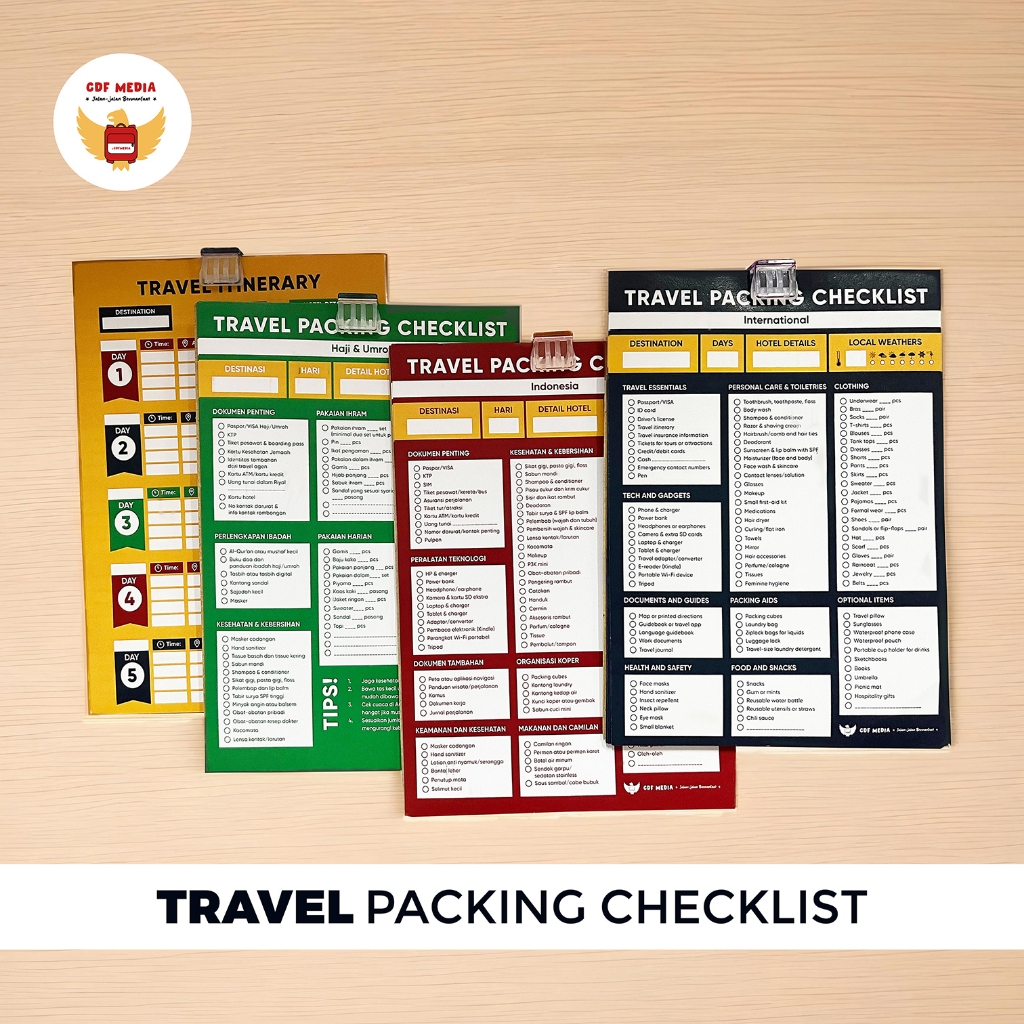 Jual Travel Packing Checklist & Itinerary Set - 10 Lembar Checklist ...