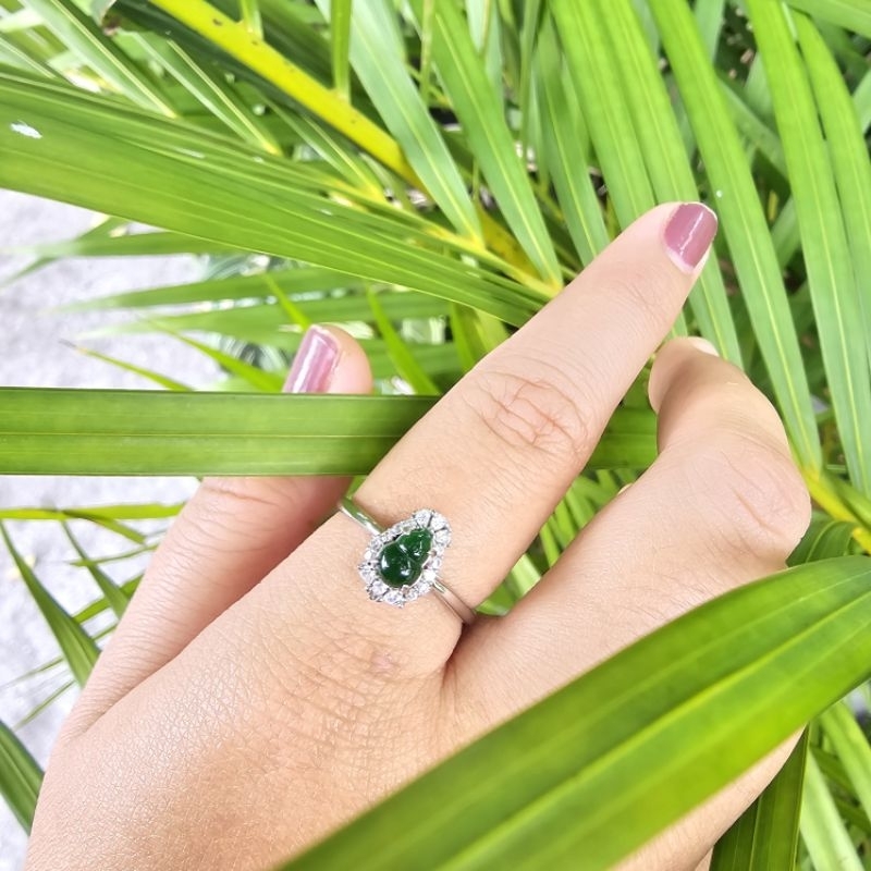 Jual cincin batu alam asli imperial jade s925 adjustable | Shopee Indonesia