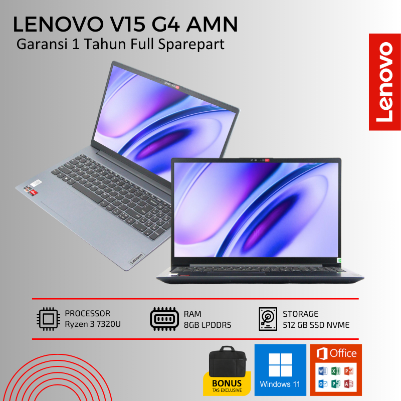 Jual LAPTOP LENOVO V15 G4 AMN 5JUTAAN AMD RYZEN 3 RAM 8GB SSD 512GB NVMe AMD RADEON 610M SUPPORT ...