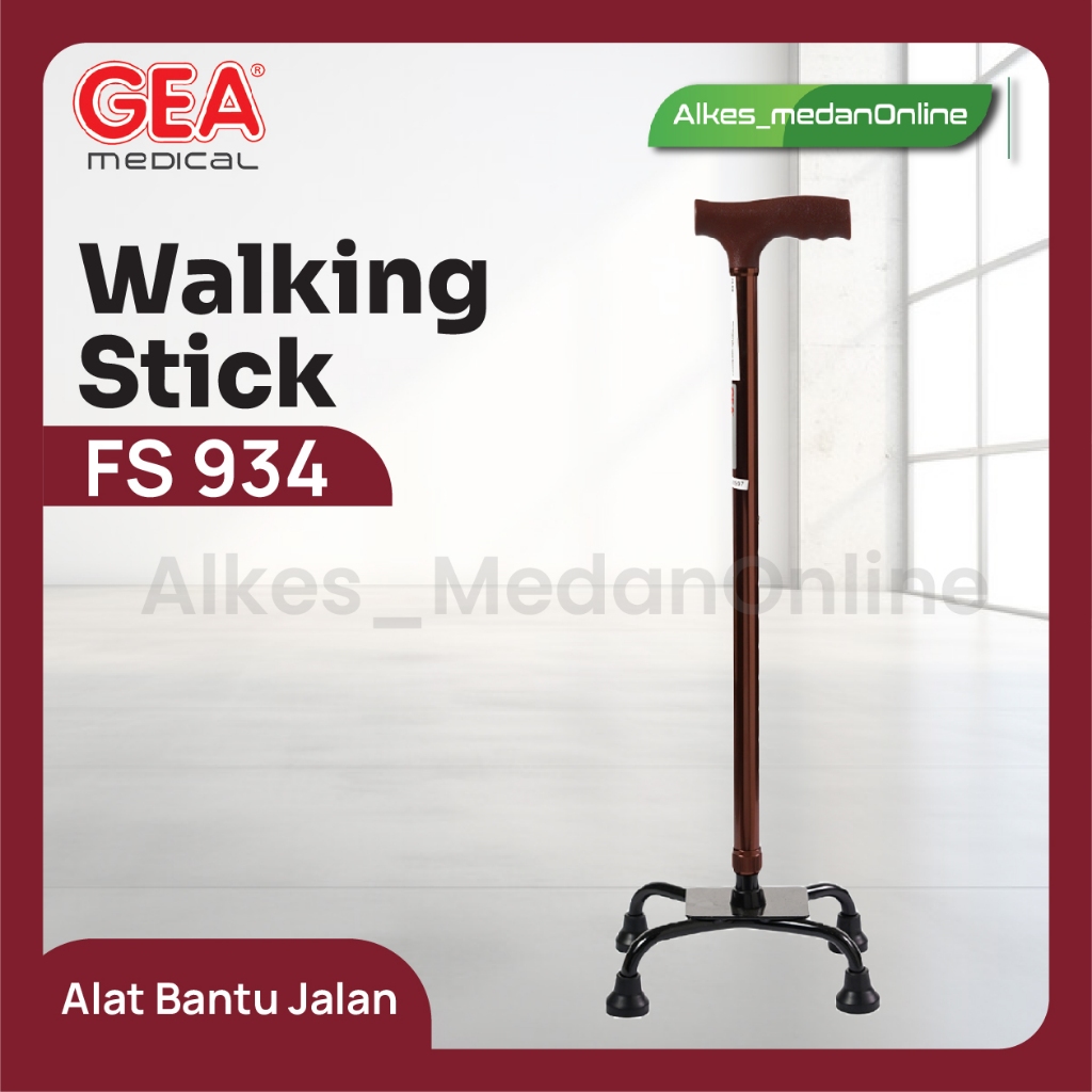 Jual GEA l Tongkat Kaki 4 FS 934 L BROWN l Alat Bantu Jalan | Shopee Indonesia