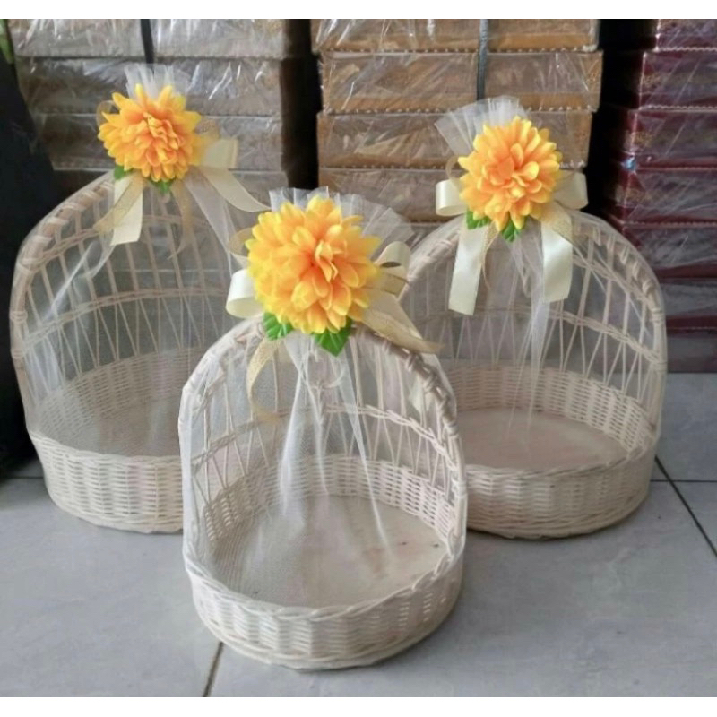 Jual keranjang hantaran rotan parcel sangkar rotan (isi3) / keranjang ...