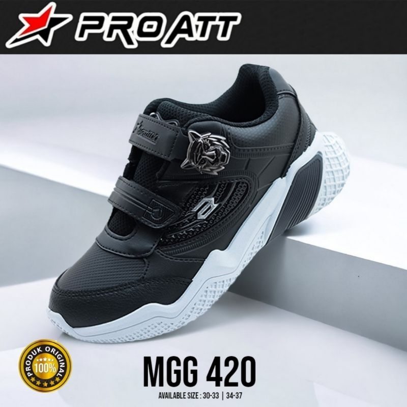 Jual PRO ATT Sepatu Sneakers Sekolah Anak Cowok Cewek Kecil Tanggung Hitam Putih Karet Kretekan ...