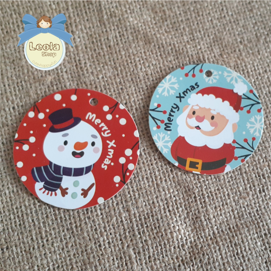 Jual Hang Tag Natal Christmas Bulat Merah Biru/Kartu Ucapan Christmas ...