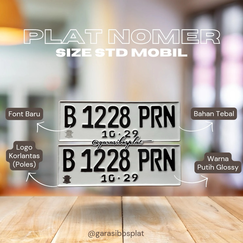 Jual SATU SET Plat Nomor Mobil STANDAR / Ukuran 39 x 13 cm / Font Baru ...