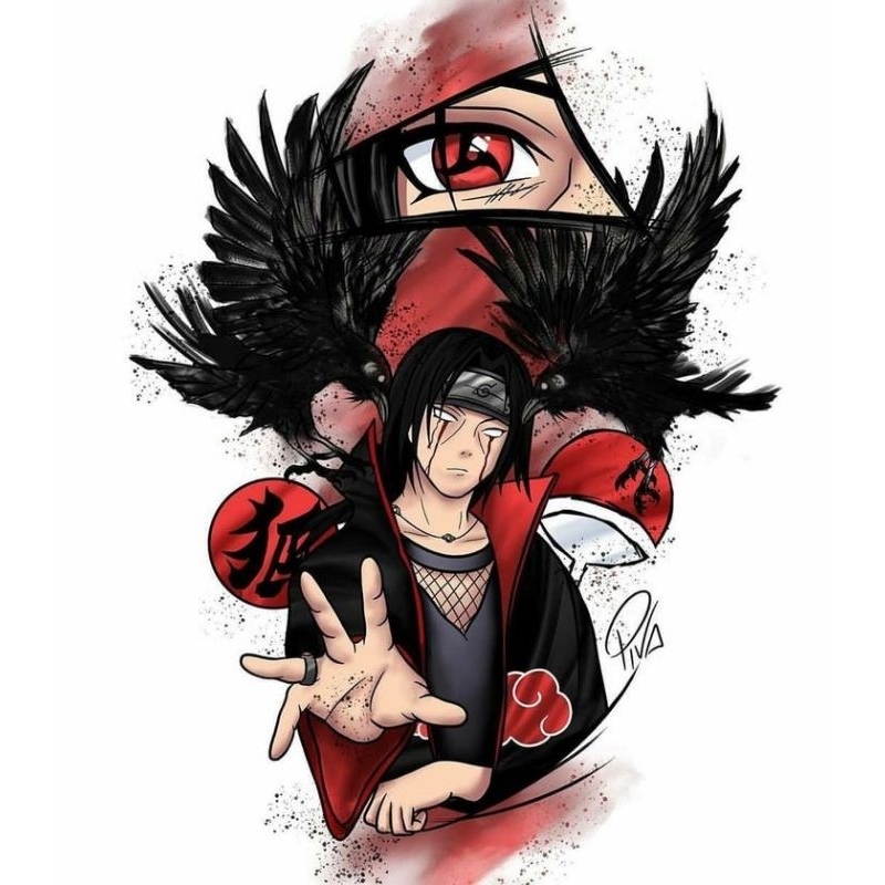 Jual sticker variasi dashboard kaca motor mobil Itachi Uchiha uk A4 ...