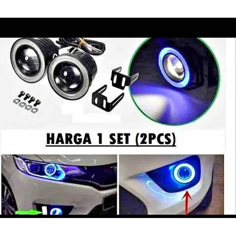Jual Lampu LED Fog Lamp Mobil Foglight Angel Eyes 89mm Projector ...