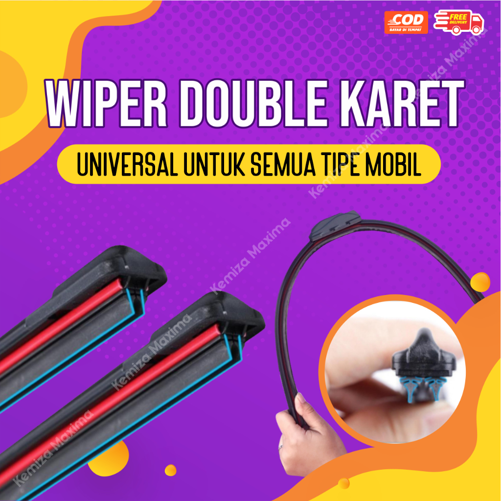 Jual Wiper Double Karet Dual Karet Frameless Premium Sepasang 2 PCS Tanpa Rangka Besi Universal ...