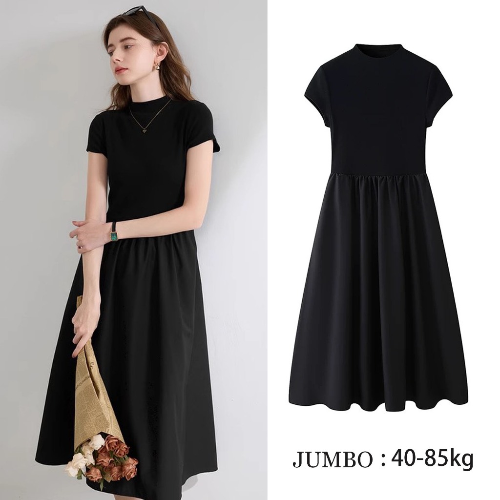Jual Gaun Hitam Bergaya Prancis/Dress hitam korean style Long jumbo ...