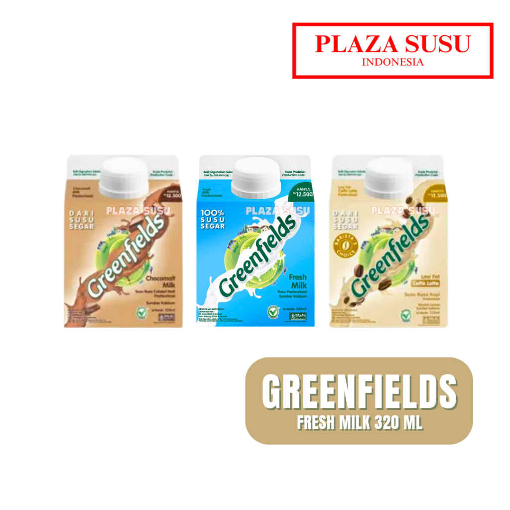 Jual SUSU GREENFIELDS FRESH MILK 320 ML SUSU SEGAR KOTAK SUSU CAIR FULL ...