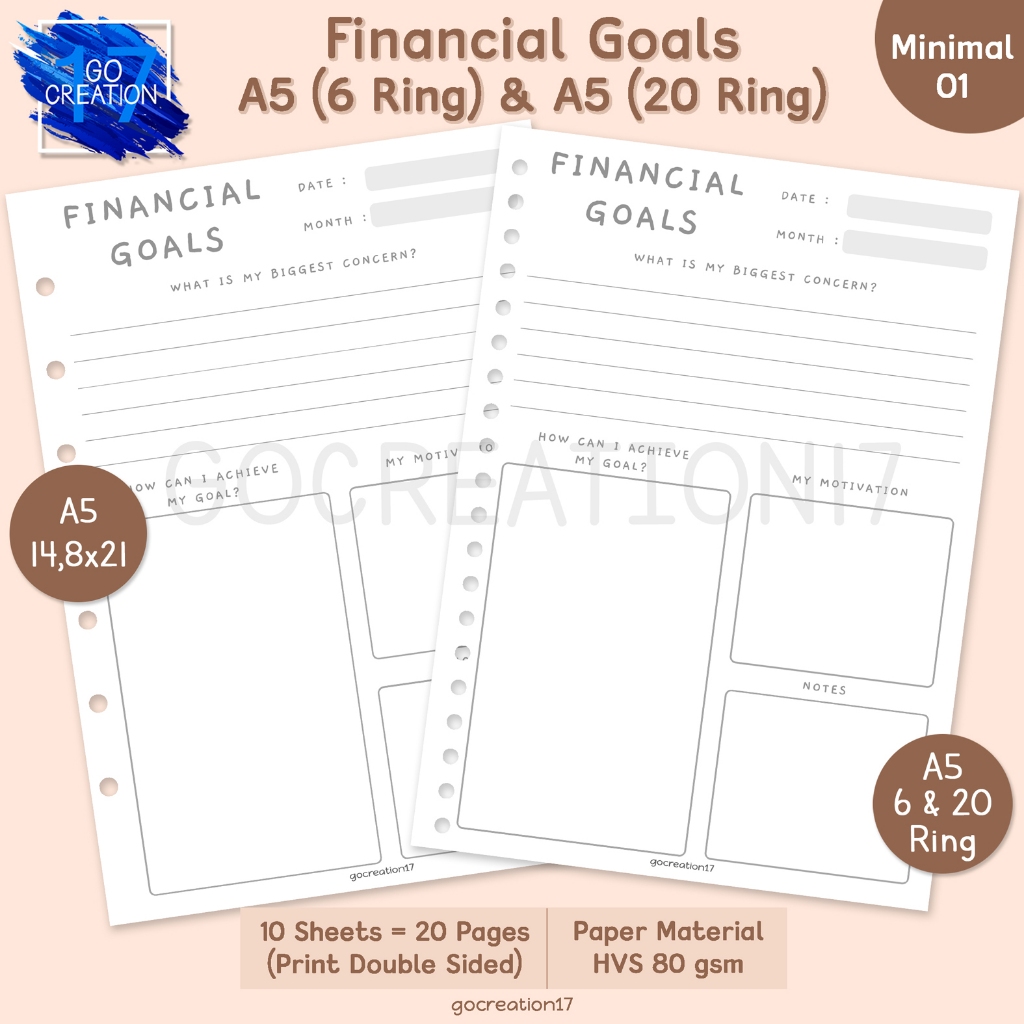 Jual Buku Planner Kertas Isi Binder Financial Goal Simple Minimalis A5 ...