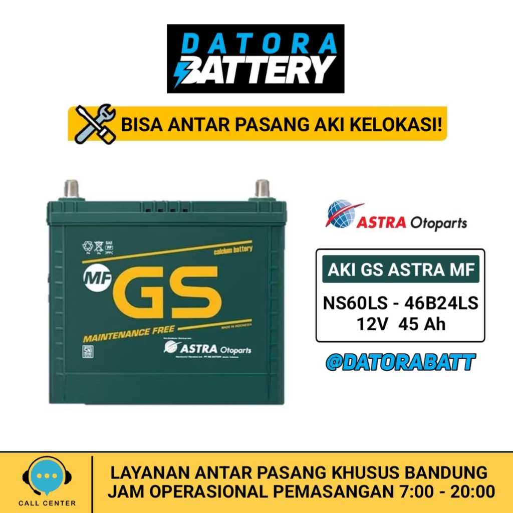 Jual AKI kering mobil Honda CIVIC , Battery GS ASTRA MF NS60LS / 46B24LS 12V 45 Ah | Shopee ...