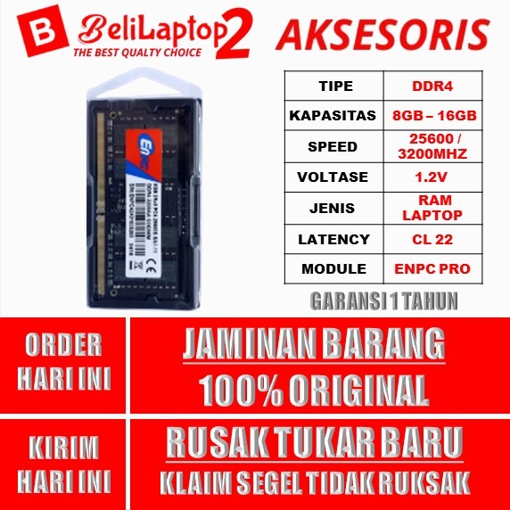 Jual [BARU] RAM / MEMORY ENPC PRO NOTEBOOK / LAPTOP DDR4 4GB - 8GB - 16GB - 32GB SODIM DDR5 ...