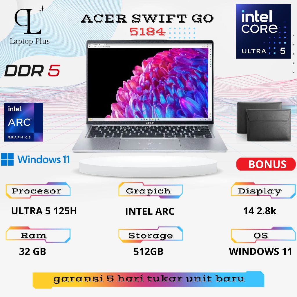 Jual Laptop Acer Swift GO Touch EVO 100%SRGB Ultra 5 125H 32GB 512GB ...
