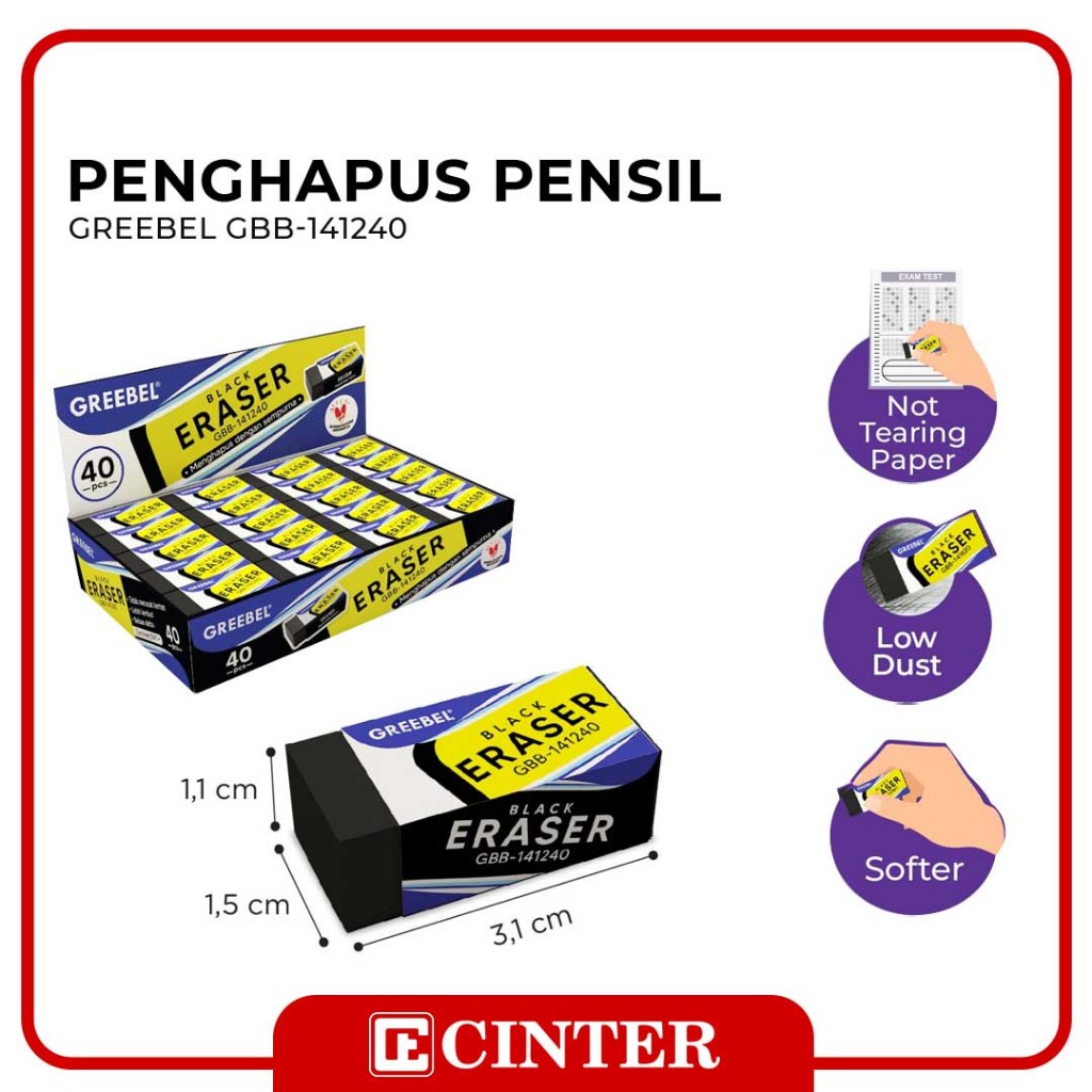 Jual GREEBEL - Penghapus Greebel Hitam STIP GBB-141240 | Shopee Indonesia