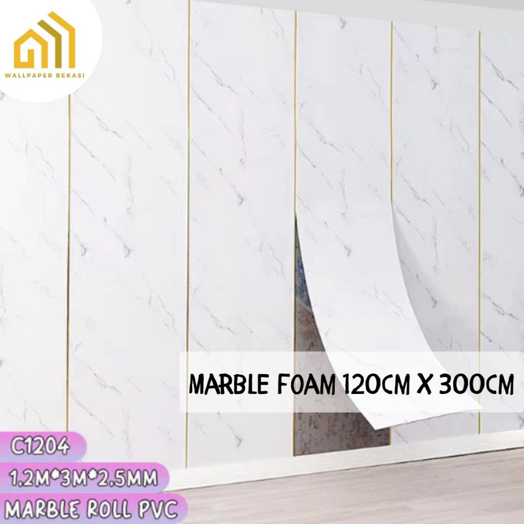 Jual Wallpaper dinding motif marble foam roll stiker marmer aluminium foil wallstiker dekorasi ...
