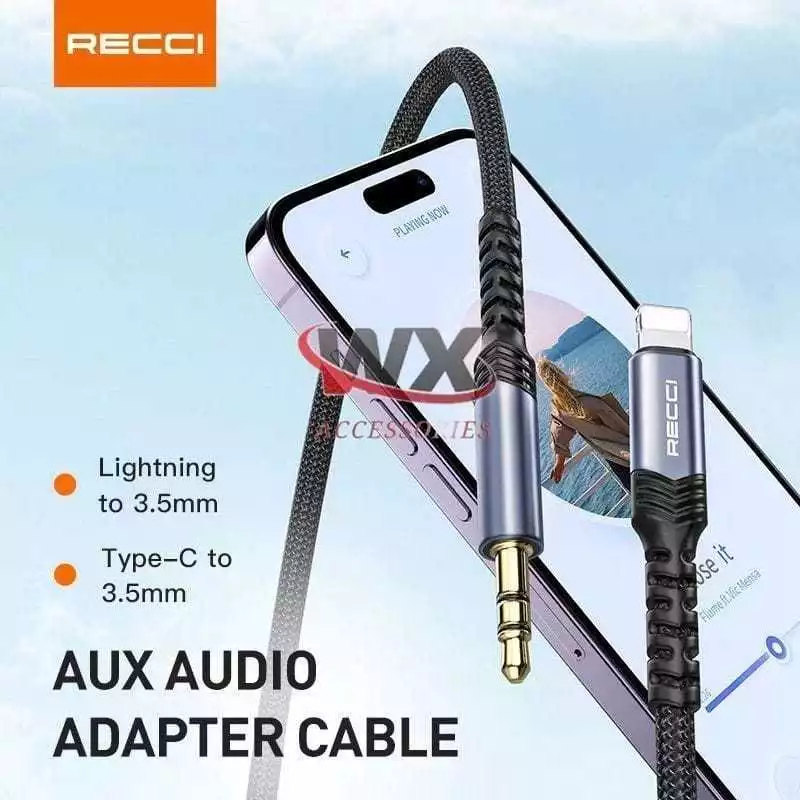 Jual kabel aux Recci Lightning To AUX 3.5mm Audio cable 1.2 Meter- RDS ...