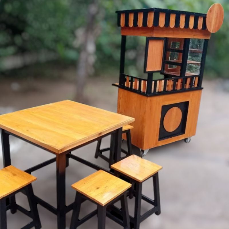Jual gerobak booth minuman dan satu set meja kursi | Shopee Indonesia