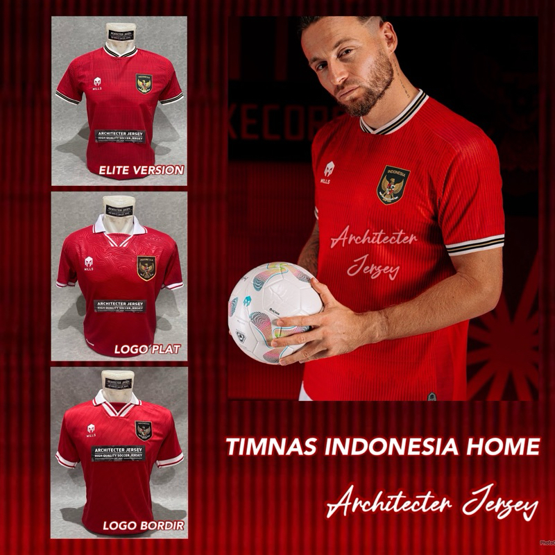 Jual Jersey Baju Bola Timnas Indonesia Home Mills Merah Grade Ori ...