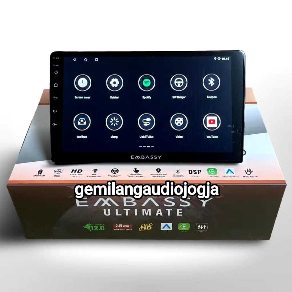 Jual Head Unit Android 9 inch Embassy Ultimate 2GB+32GB QLED Carplay Android Auto | Shopee Indonesia
