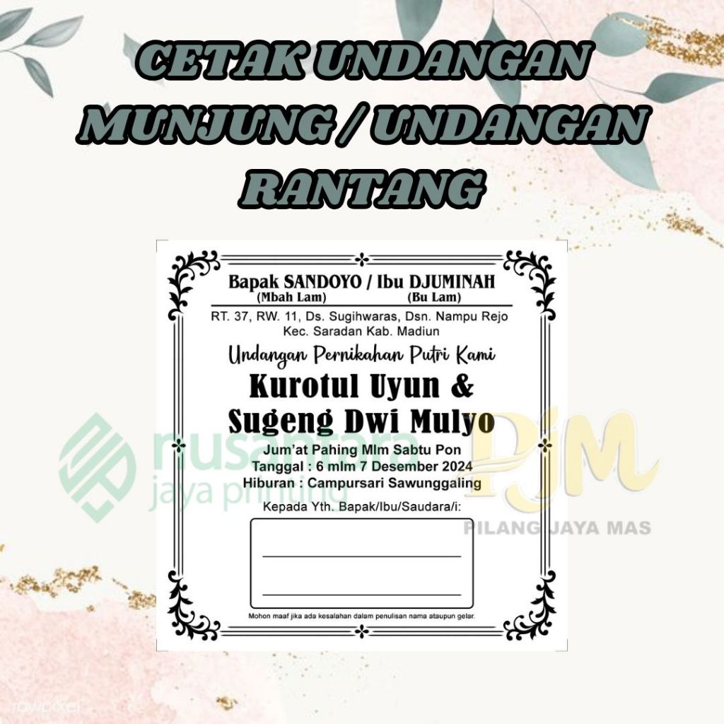 Jual UNDANGAN MUNJUNG DAN UNDANGAN RANTANG | Shopee Indonesia