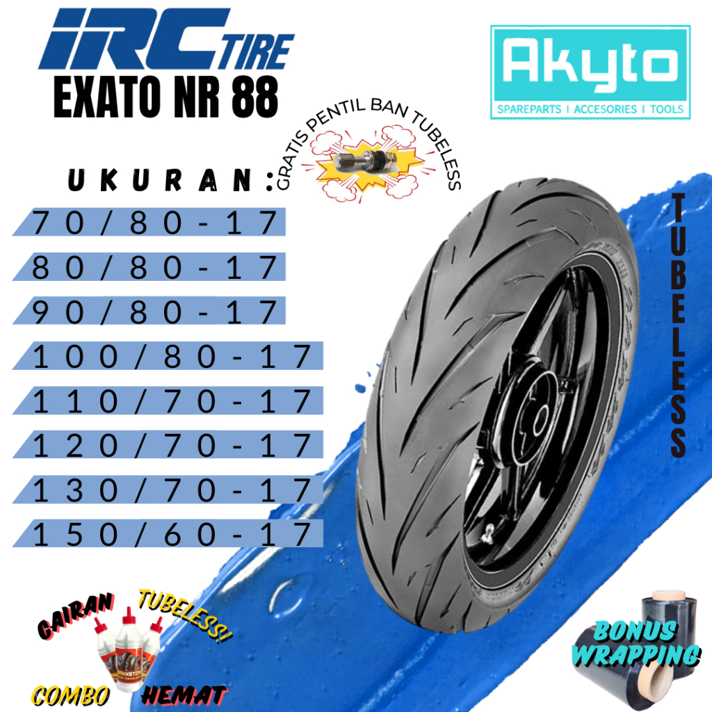 Jual BAN IRC EXATO NR88 RING 17 / BAN TUBELESS / BAN MOTOR R17 / BAN ...