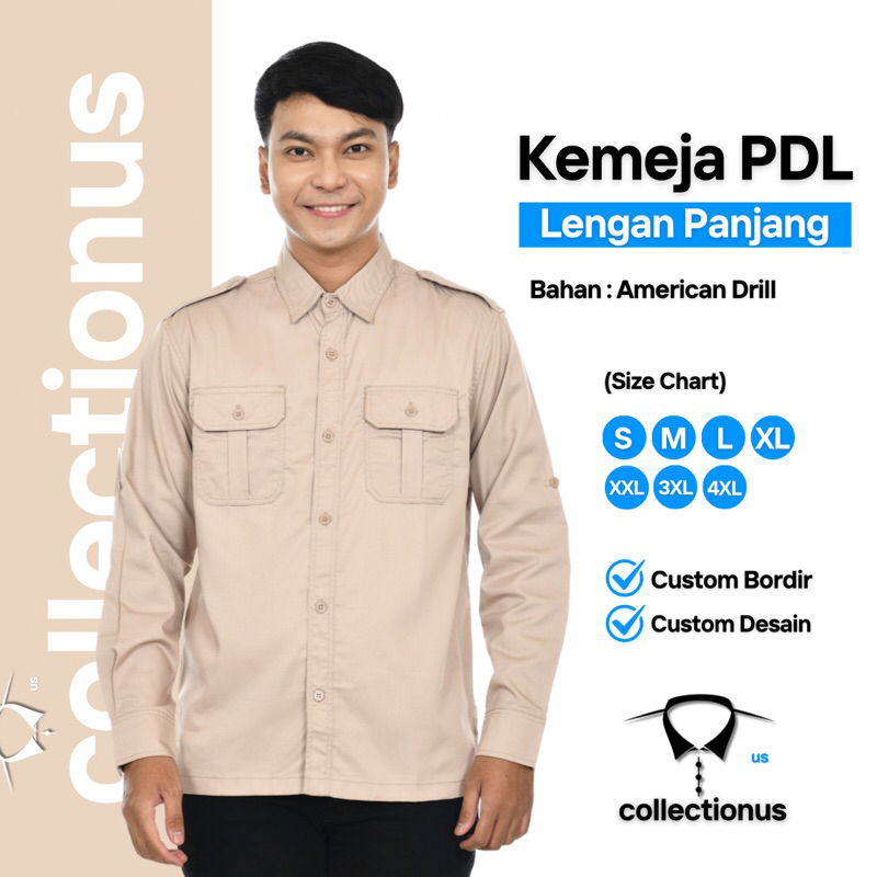Jual Baju Kemeja PDL PDH Cream Lengan Panjang Seragam Kerja Dinas ...