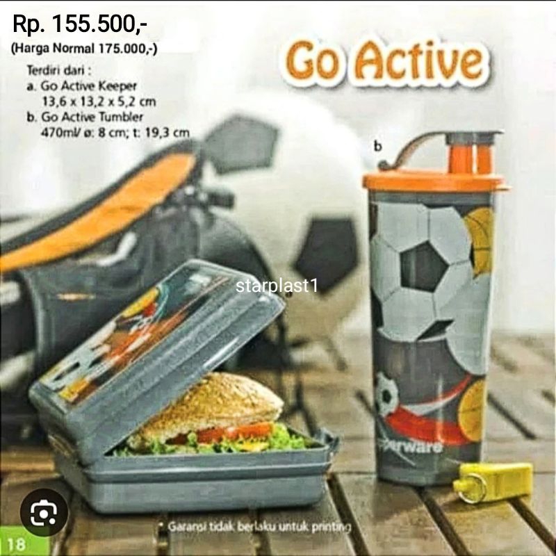 Jual Go aktif Tupperware | (Set) Wadah bekal roti dan tempat minum ...