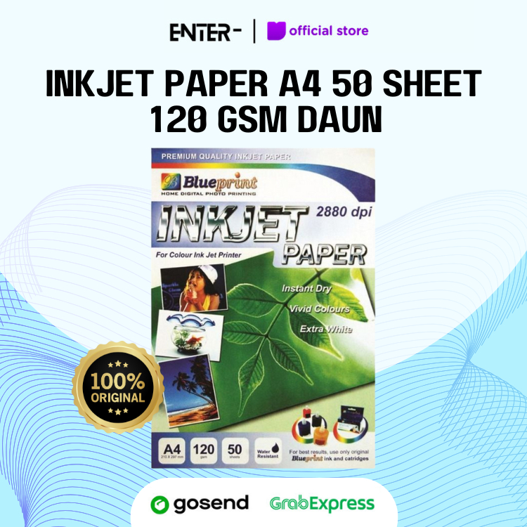 Jual Kertas Matte Inkjet Photo Paper BLUEPRINT A4 120 gsm 50 Sheet Daun ...