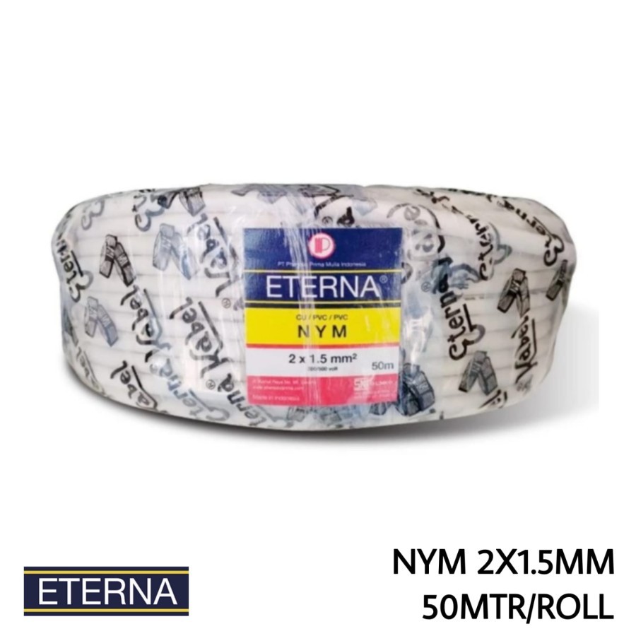 Jual Eterna Cable/Kabel NYM 2x1,5mm @50 Meter/Rol, Kabel Tembaga 2 x 1. ...